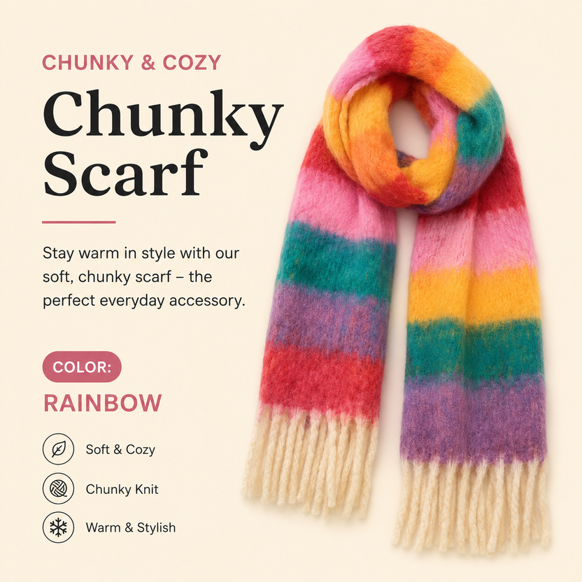 Rainbow Chunky Scarf – PrettyChiics Boutique